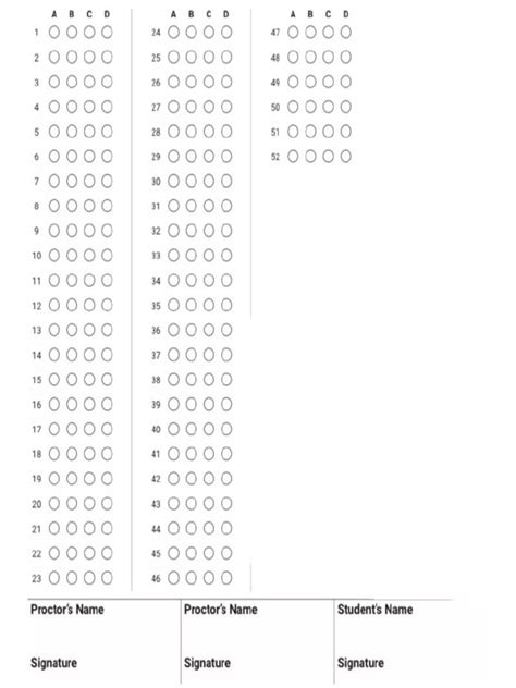 Reading Bubble Sheet Pdf