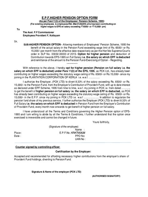 Fillable Online Higher Pension Scheme In Epfo Guidelines Form Fax Email Print Pdffiller