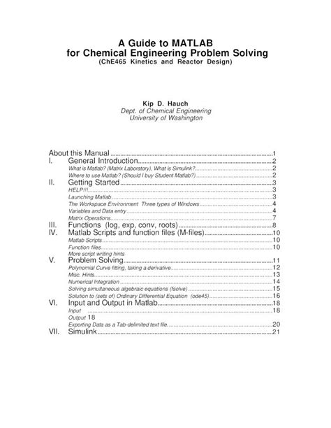 Pdf A Guide To Matlab For Chemical Engineering Problem Solving
