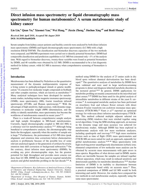 Pdf Direct Infusion Mass Spectrometry Or Liquid Chromatography Mass