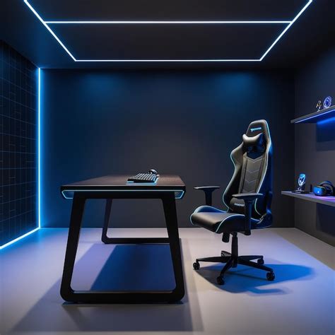 Premium Photo A Minimalist Gamer Setup With Sleek Furniture And Neon Accents