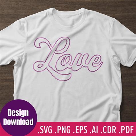 Love Script Outline Rhinestone Design Download