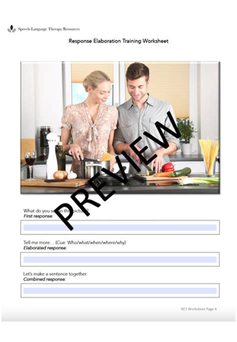 Response Elaboration Training Speech Therapy Worksheet For Aphasia