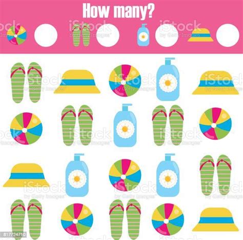 교육 어린이 게임 계산 작업 워크시트 아이 얼마나 많은 개체 수학 학습 2 3 살에 대한 스톡 벡터 아트 및 기타 이미지 2 3 살 4 5세 6 7 살 Istock