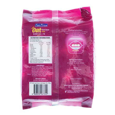 Fairprice Frozen Mini Oat Buns Red Bean Ntuc Fairprice