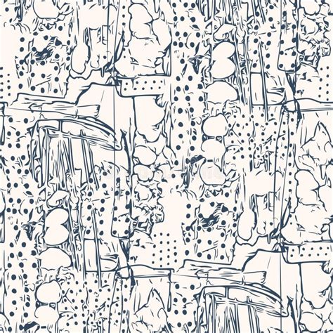 Monochrome Seamless Pattern With A Simple Abstract Drawing Vector