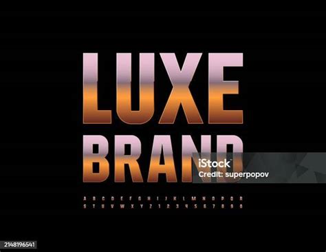 벡터 엘리트 로고 타입 Luxe 브랜드 반사 황금 알파벳 문자와 숫자 세트 광고에 대한 스톡 벡터 아트 및 기타 이미지 광고