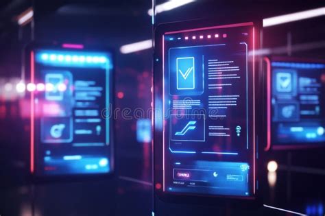Futuristic Digital Voting System With Holographic Displays And Glowing Interfaces Designed For A