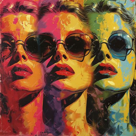Premium Photo Modern Pop Art Piece Featuring Iconic Female Figures