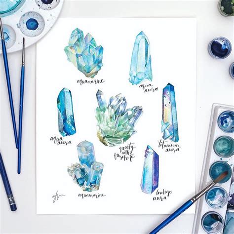 Pin By Yoana Valles On Arte Blue Art Prints Crystals Watercolors Blue Art