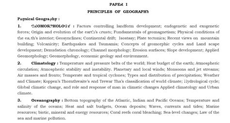 Upsc Geography Optional Syllabus Pdf Get The Latest Syllabus