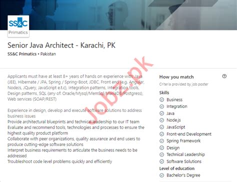Senior Java Architect Job 2019 In Karachi 2025 Job Advertisement Pakistan
