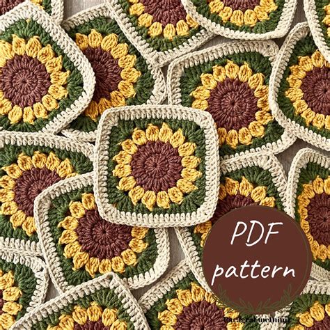 Sunflower Granny Square Crochet Pattern Beginner Friendly Pdf Pattern