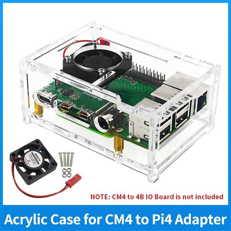 Raspberry Pi CM4 To Pi 4B IO Board Acrylic Case Transparent Enclosure Proection Box Optional