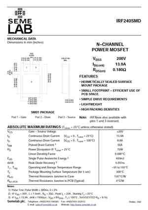 IRF240 Datasheet and Replacement. Cross Reference Search