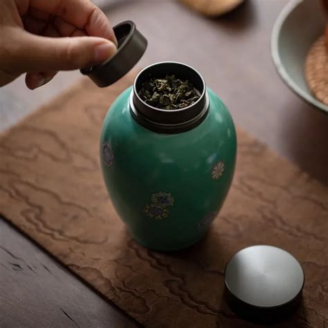 청록색 녹차 주전자 일본 틴 뚜껑 밀폐 방습 세라믹 주전자 차 보관 냄비 티백 보관 상자 용기 세트 Aliexpress