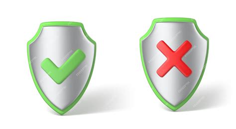 Premium Vector Correct And Incorrect Sign On Shield Icon Right And Wrong Marks Green Tick And
