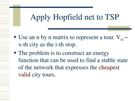 Ppt Solving Traveling Salesman Problem With Hopfield Net Powerpoint
