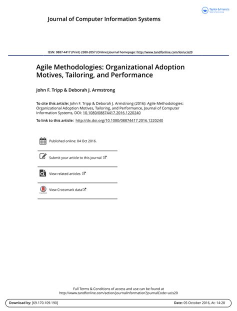 pdf agile methodologies organizational adoption motives tailoring