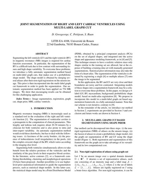 Pdf Joint Segmentation Of Right And Left Cardiac Ventricles Using Multi Label Graph Cut