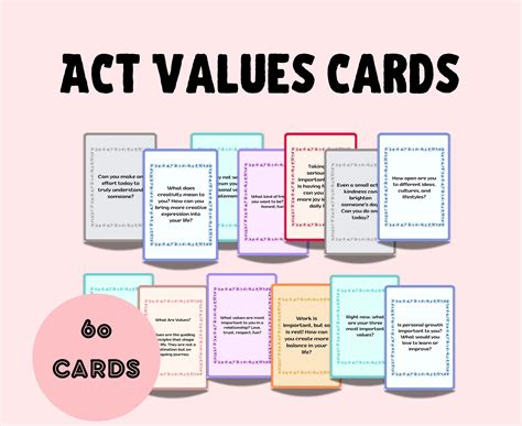 Value Cards Printable Act Therapy Value Cards Counseling School