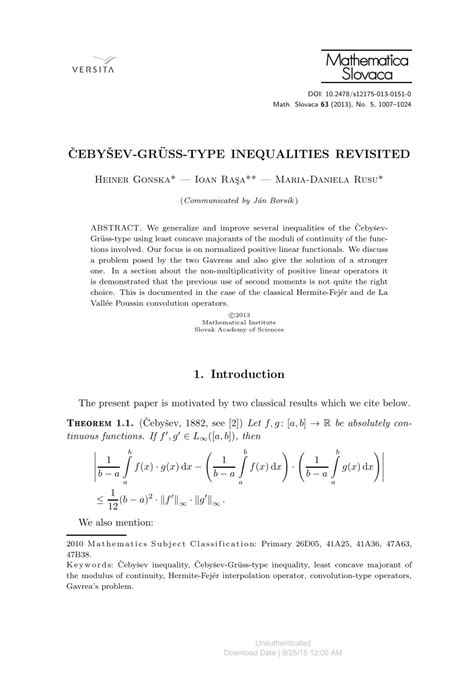 Pdf Čebyšev Grüss Type Inequalities Revisited