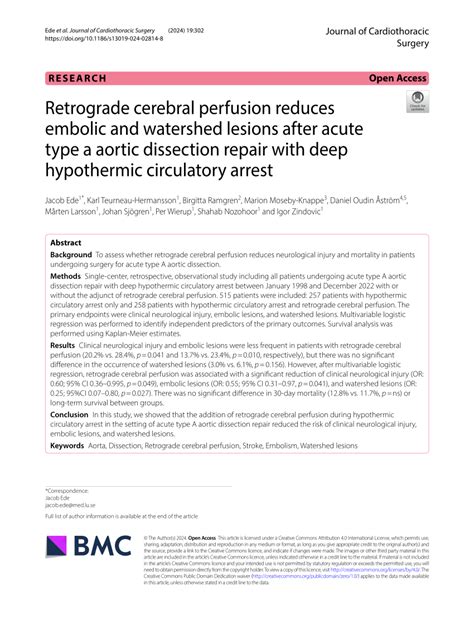 Pdf Retrograde Cerebral Perfusion Reduces Embolic And Watershed Lesions After Acute Type A