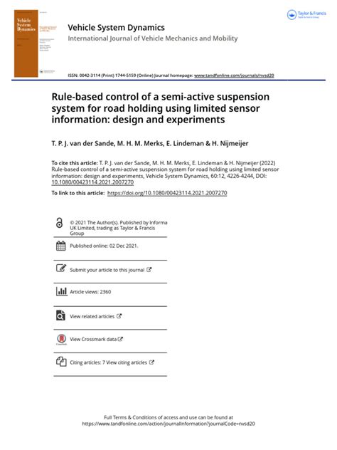 Rule Based Control Of A Semi Active Suspension System For Road Holding Using Limited Sensor