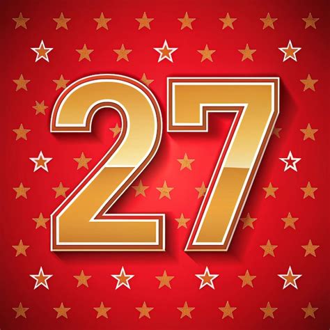 A Red Background With The Number 27 On It And Some Star Premium Ai Generated Image