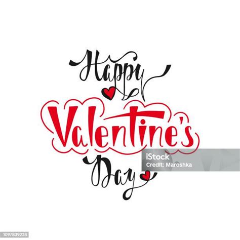 해피 발렌타인 데이 인사말 카드 사랑에 대 한 낭만적인 필기 구입니다 손으로 그린된 휴일 레터링 디자인입니다 2월에 대한 스톡 벡터 아트 및 기타 이미지 Istock