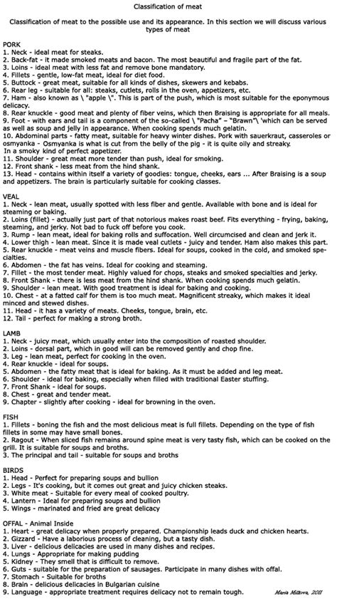 Meat Classification And Uses