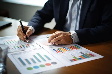 Premium Ai Image Unrecognizable Business Person Analyzing Graphs