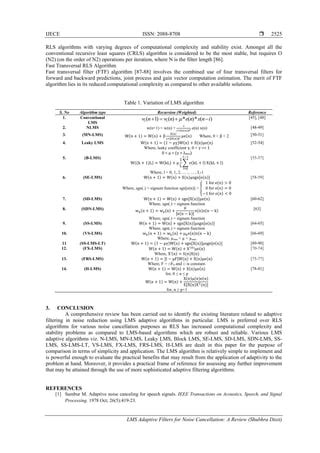 Lms Adaptive Filters For Noise Cancellation A Review Pdf Digital Audio Computer Software