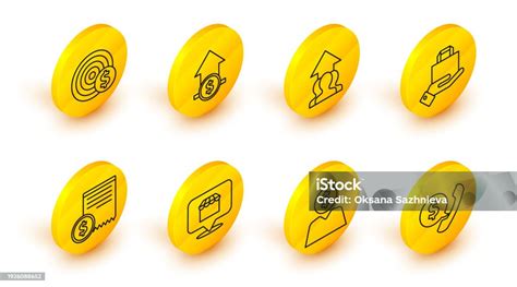 회선 전화 핸드셋 및 말풍선 채팅 종이 수표 재정 수표 핸드 종이 봉지 성장 차트 진행 상황 사람들 군중 금융 성장 동전 및 달러 기호 아이콘이 있는 대상을 설정합니다 벡터