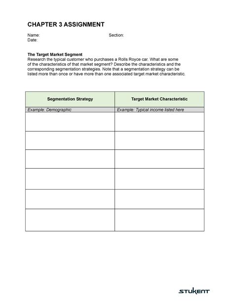 Chapter 3 Assignment Chapter 3 Assignment Name Section Date The