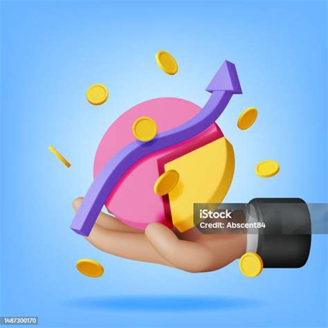 손에 황금 동전이 있는 3d 파이 다이어그램 3차원 형태에 대한 스톡 벡터 아트 및 기타 이미지 3차원 형태 경제 금융 Istock