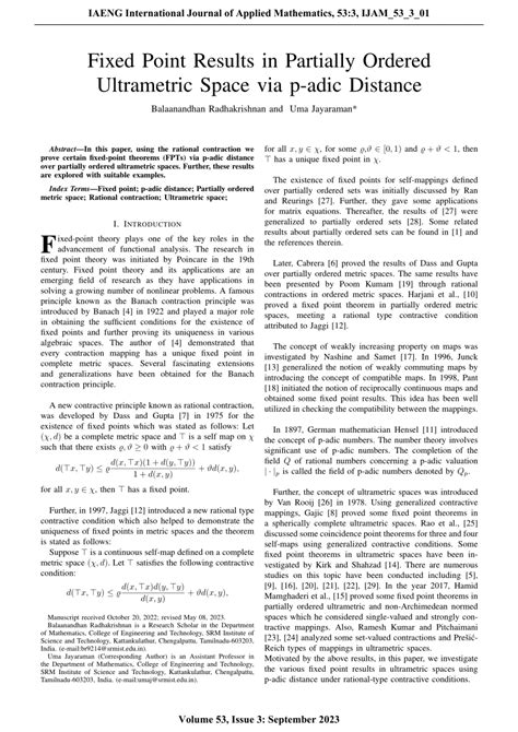 Pdf Fixed Point Results In Partially Ordered Ultrametric Space Via P Adic Distance