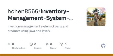 GitHub Hchen Inventory Management System JavaFX Inventory