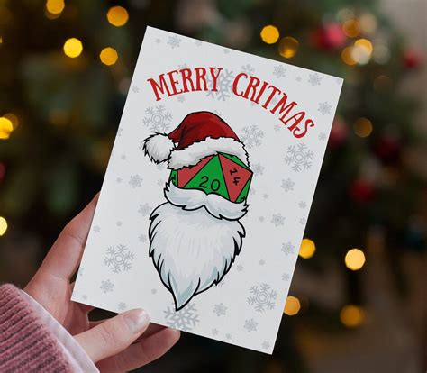 Dnd Christmas Card D20 Dungeons And Dragons Christmas Greeting Card Etsy