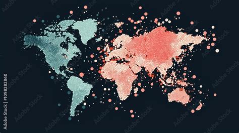 A World Map With Color Coded Regions Representing Population Density Utilizing Interactive Pins