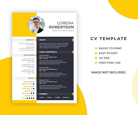 전문적이고 최소한의 현대적인 이력서 또는 이력서 템플릿 무료 Psd 파일