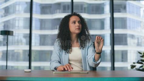 Creative Girl Typing Swiping Invisible Interface Closeup Metaverse Concept Stock Image Image