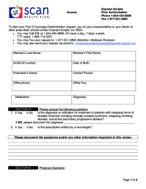Fillable Online Free Express Scripts Prior Rx Authorization Form PDFPrior Authorization