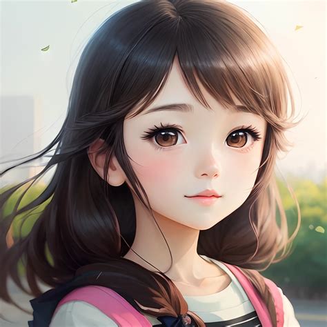 Anime Girl With Long Hair And Backpack Looking At Camera Seaart Ai