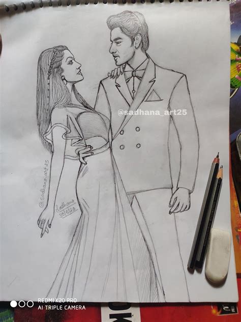 How To Draw Romantic Couple With Pencil Sketch Step By Step Bride Groom