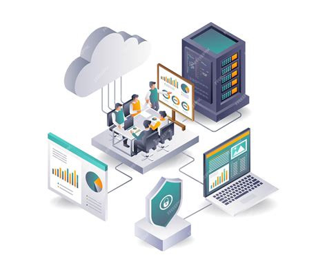 Premium Vector Data Analysis Team For Cloud Server Databases