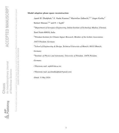 Pdf Model Adaptive Phase Space Reconstruction