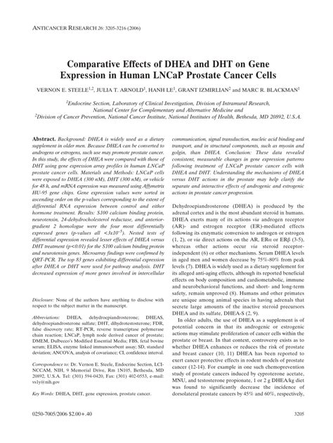 Pdf Comparative Effects Of Dhea And Dht On Gene Expression In Human