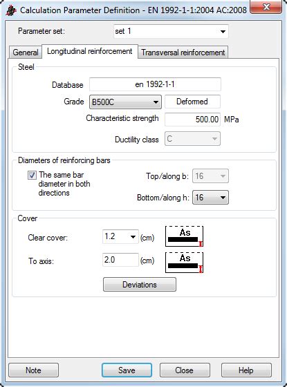 calculation parameters definition longitudinal reinforcement tab eurocode 2