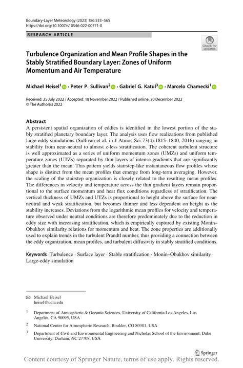 Pdf Turbulence Organization And Mean Profile Shapes In The Stably